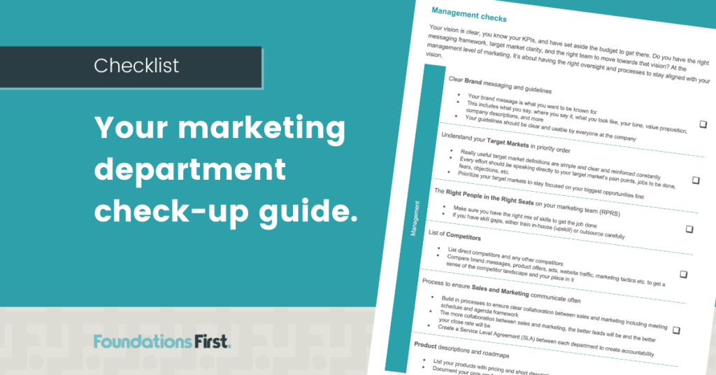 Marketing Department Check-Up Guide | Foundations First Marketing